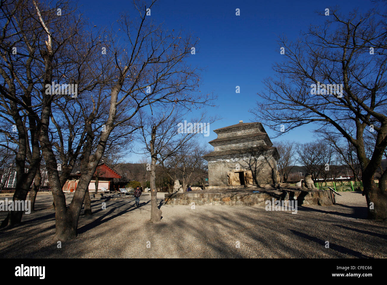 Bunhwangsa three storey stone pagoda Temple in Gyeongju, South Korea ...