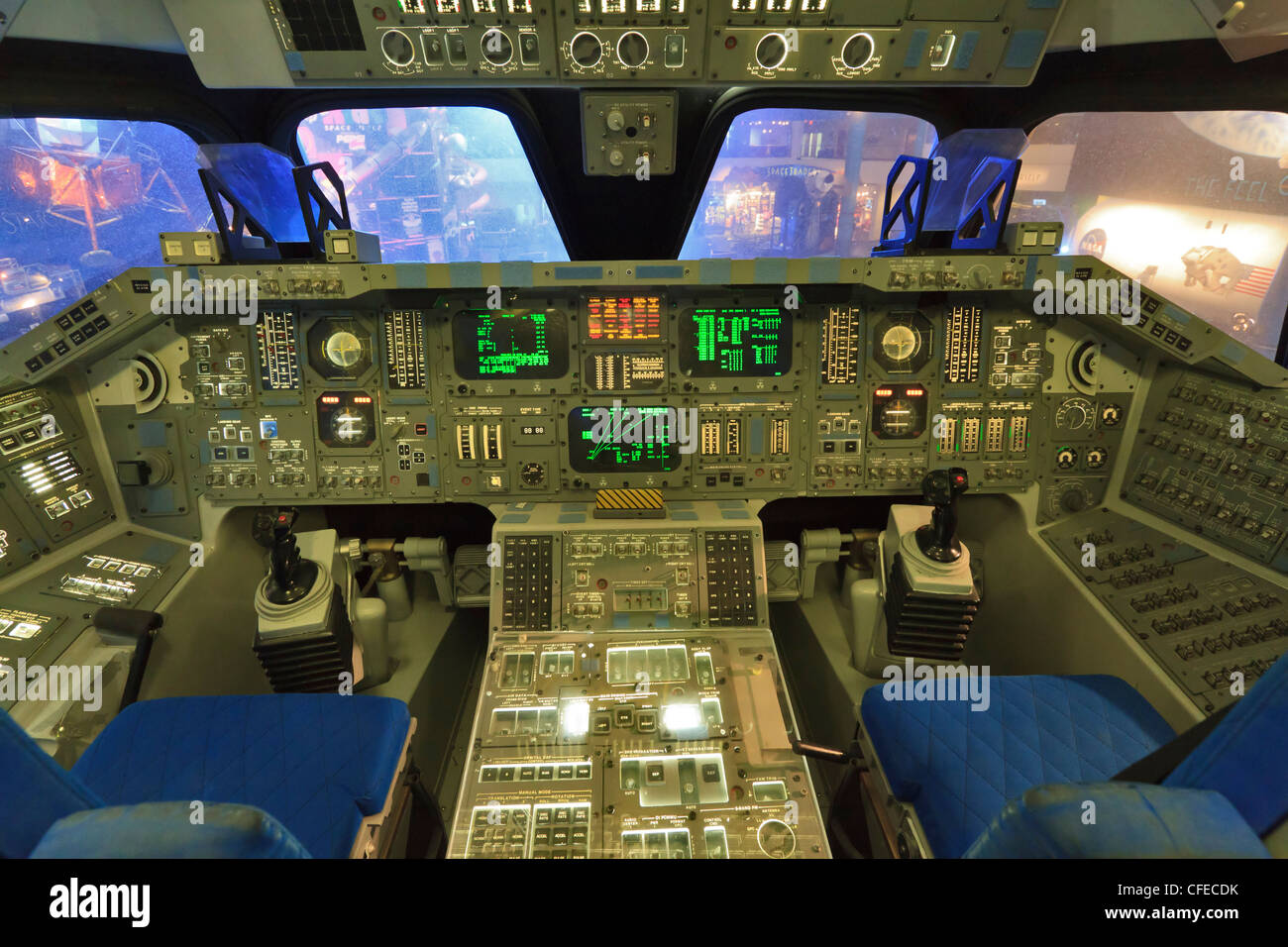 Replica of the flight deck of the Space Shuttle at the Johnson Space ...