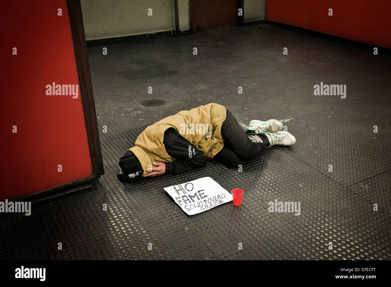 Social outcast, Milan, Italy Stock Photo - Alamy