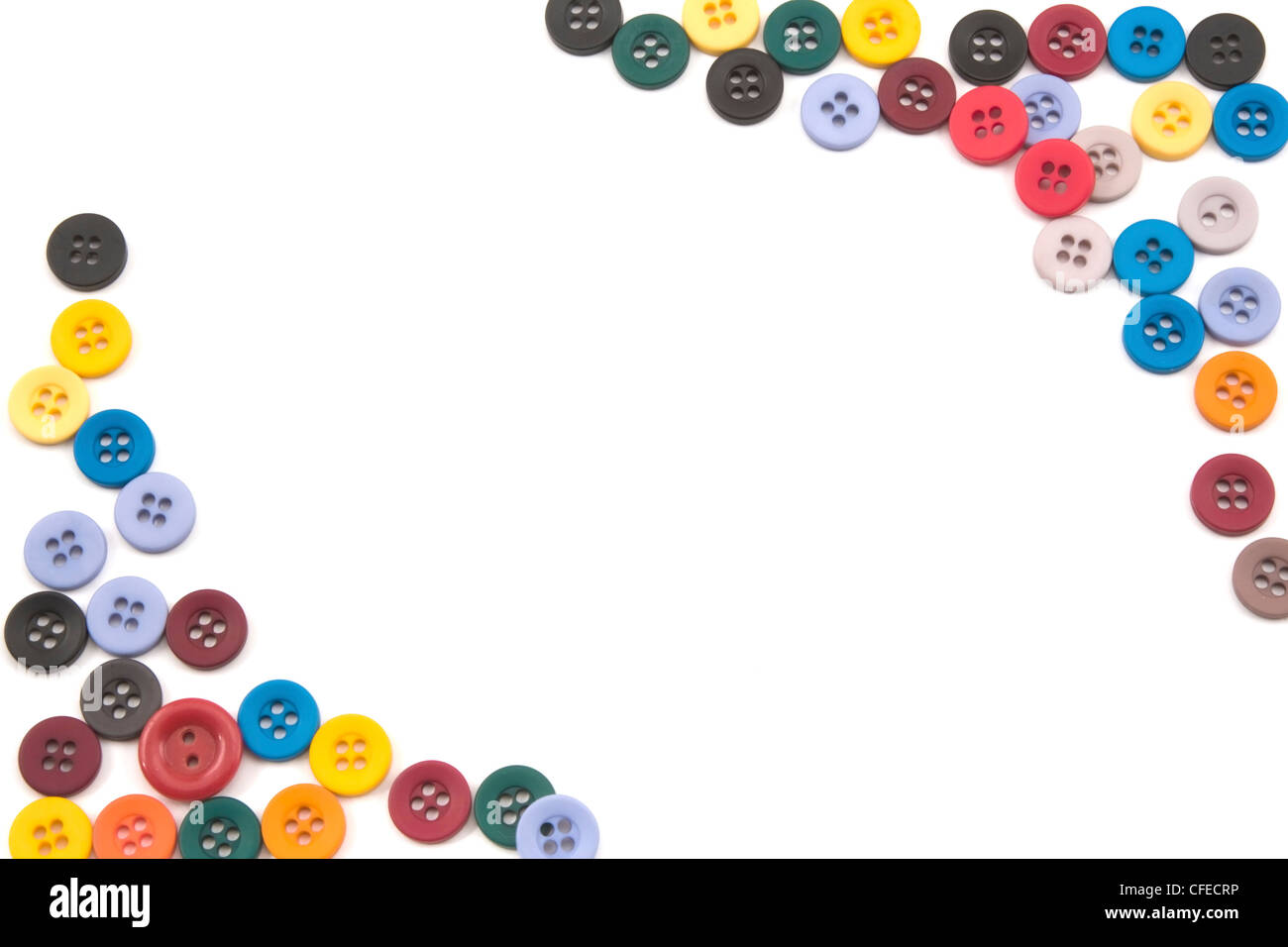 Assorted button bordering white Background Stock Photo - Alamy