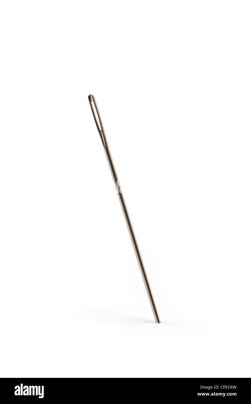 Close-up of sewing needle on white background Stock Photo - Alamy