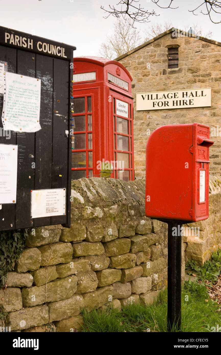Street furniture - parish noticeboard, red post box & iconic K6 ...