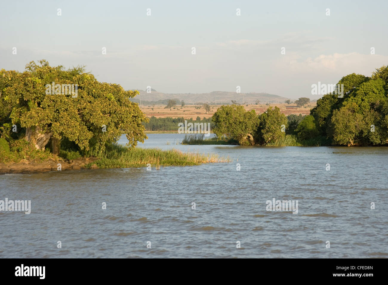 The source of the Blue Nile where it leaves Lake Tana near Bahir Dar in ...