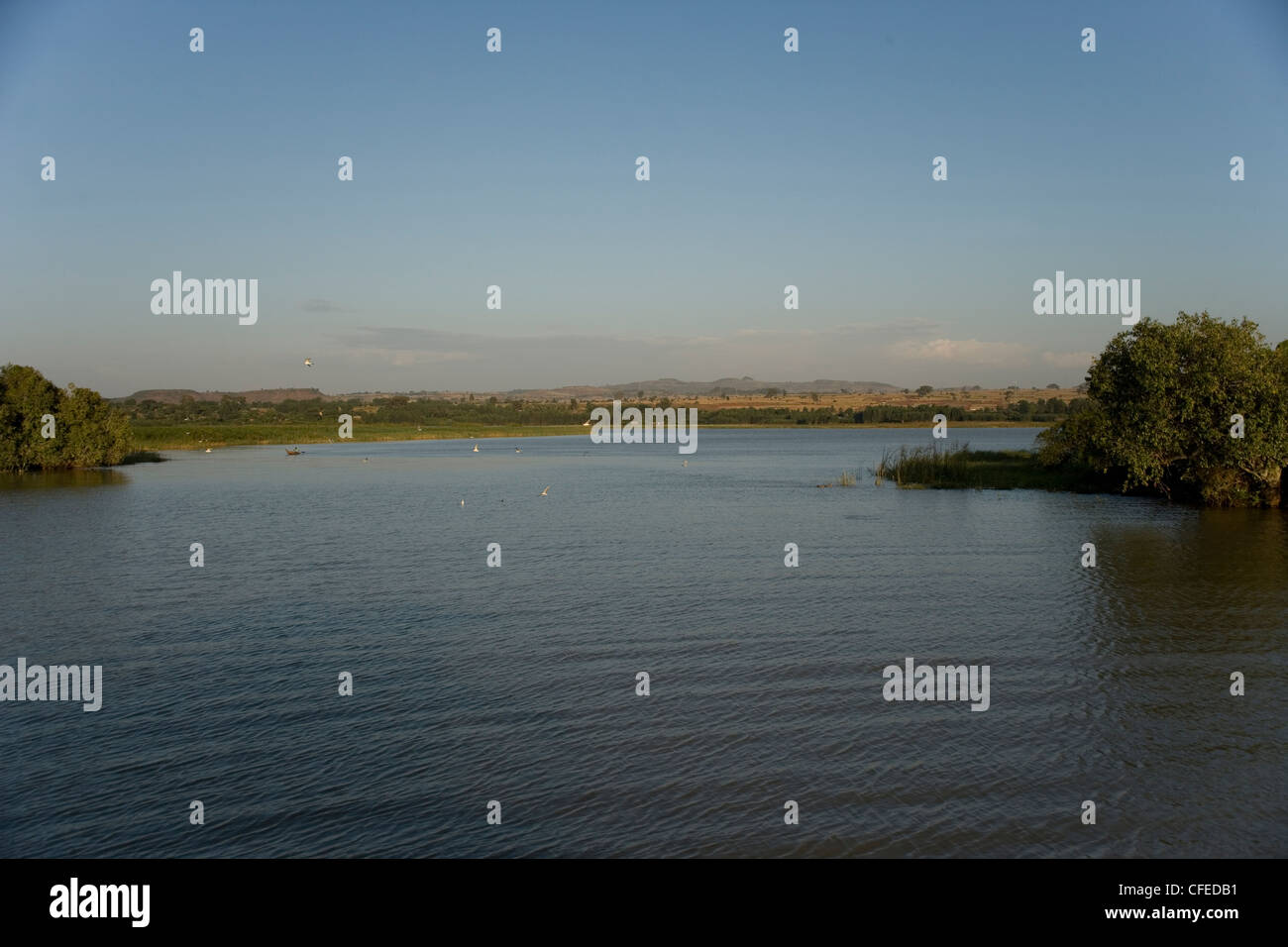 The source of the Blue Nile wher it leaves Lake Tana near Bahir Dar in ...