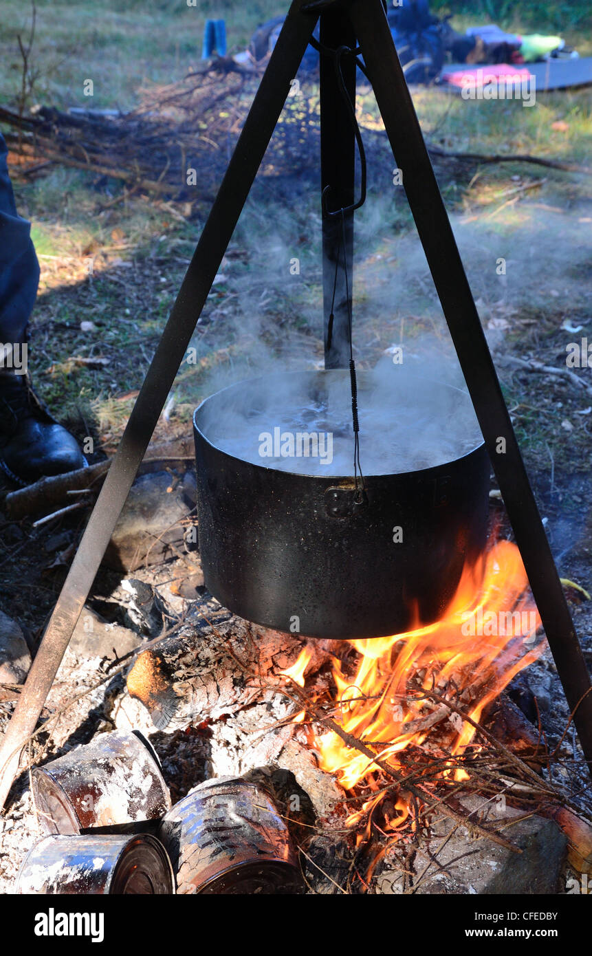 Close-up of a cauldron on the campfire Stock Photo - Alamy