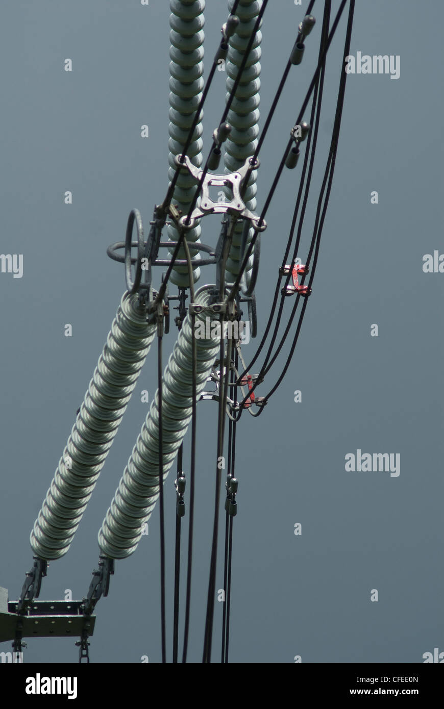The transfer of electrical power above Stock Photo - Alamy