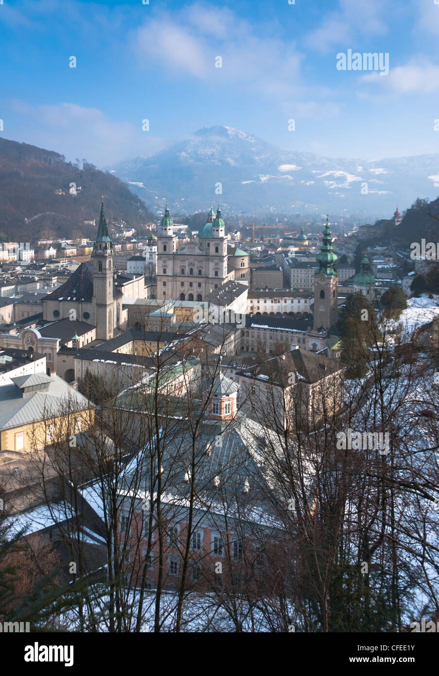Salzburg skyline in winter snow. Austria Stock Photo - Alamy
