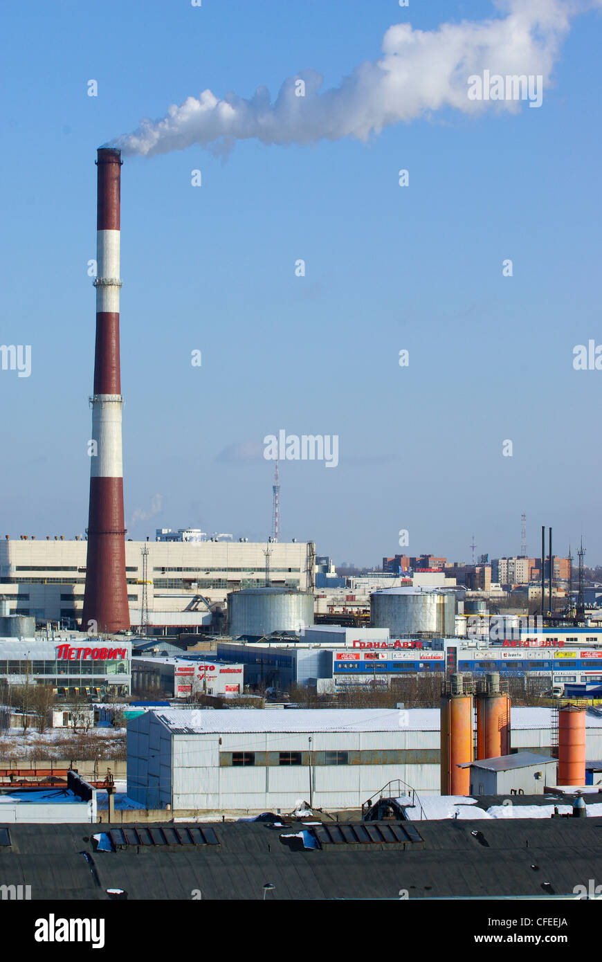 Russia. St. Petersburg. Pipe CHP. The smoke from the pipe Stock Photo ...