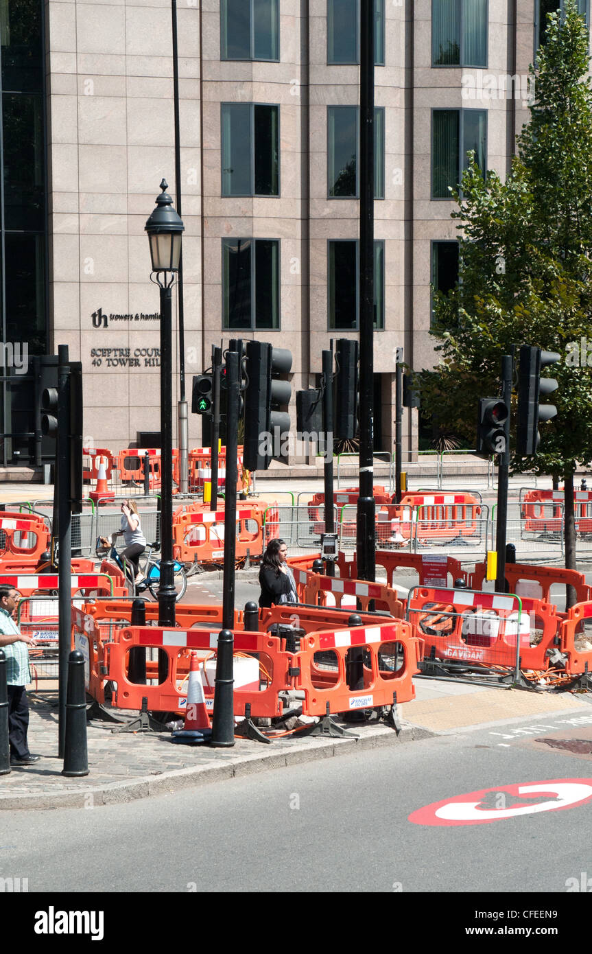 Road works, London Stock Photo - Alamy