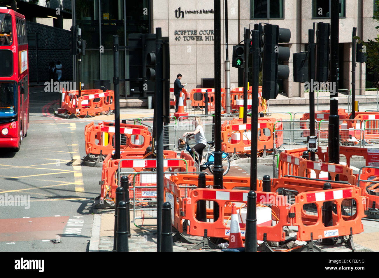 Road works, London Stock Photo - Alamy