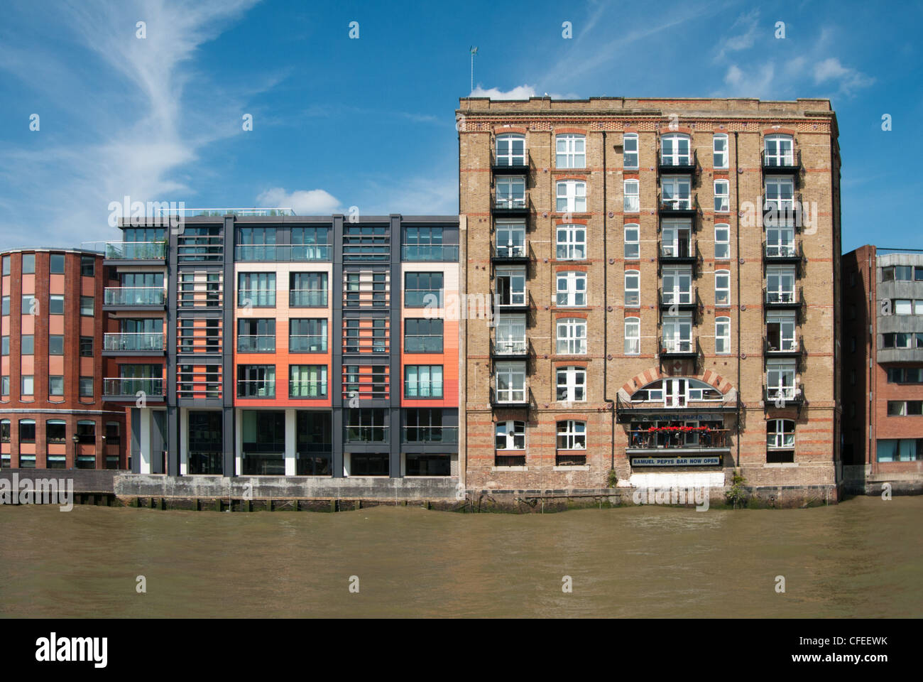London River Thames riverfront buildings Stock Photo - Alamy