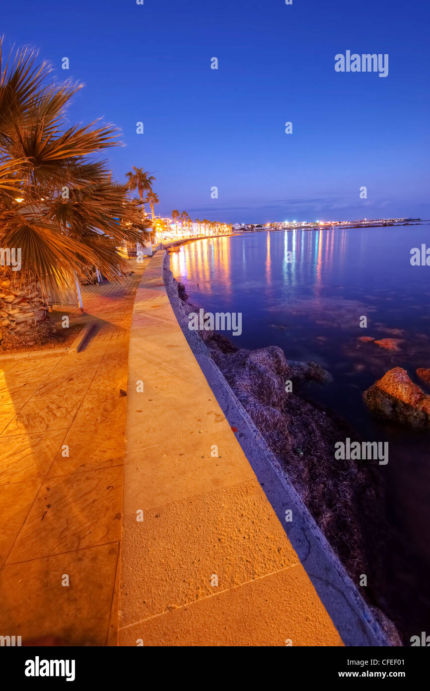 Paphos coastline at night Stock Photo - Alamy