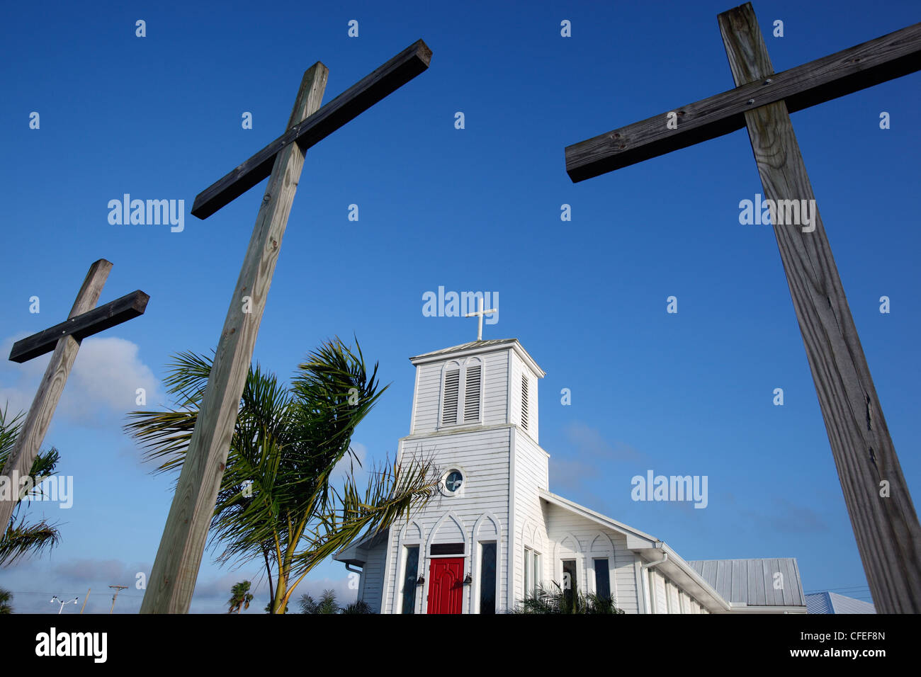 Three crosses in front church hi-res stock photography and images - Alamy