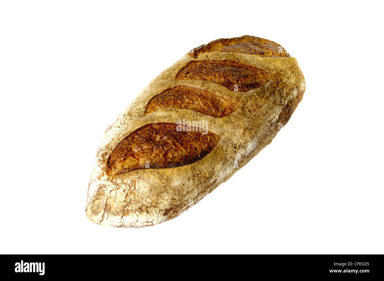 Fresh baked loaf of peasant batard bread isolated on white Stock Photo ...