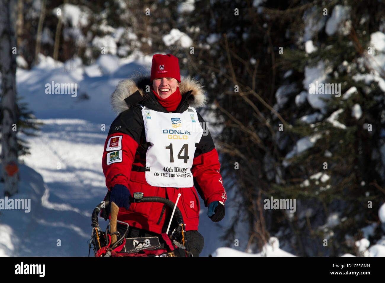 Aliy Zirkle starting the race to Nome. Iditarod 2012 Stock Photo - Alamy