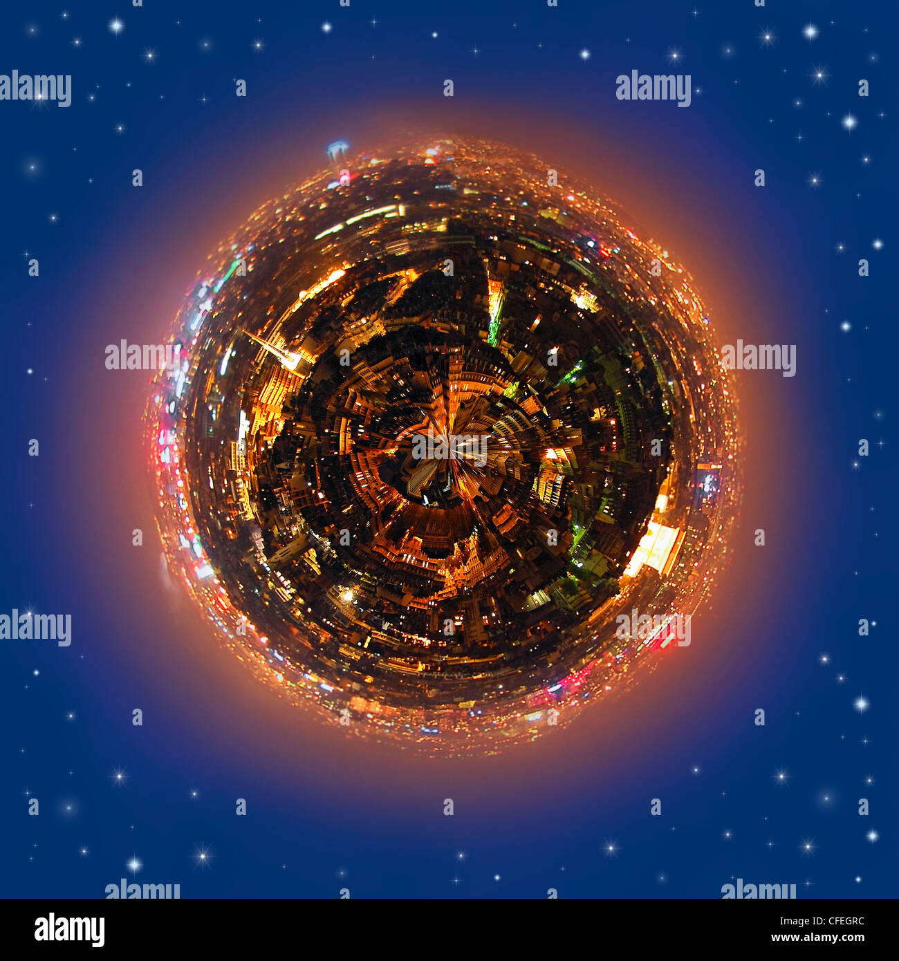 Overpopulated urban planet covered in city buildings Stock Photo - Alamy