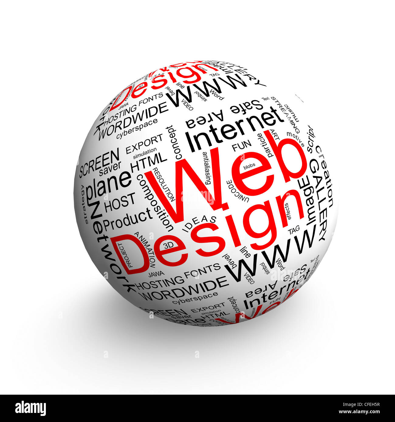 Webdesign oriented words on 3d ball Stock Photo - Alamy