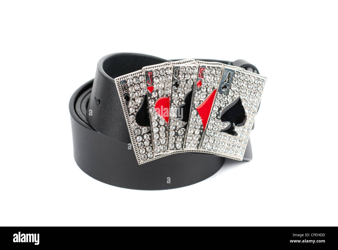 Men's leather with cards belt on a white background Stock Photo - Alamy