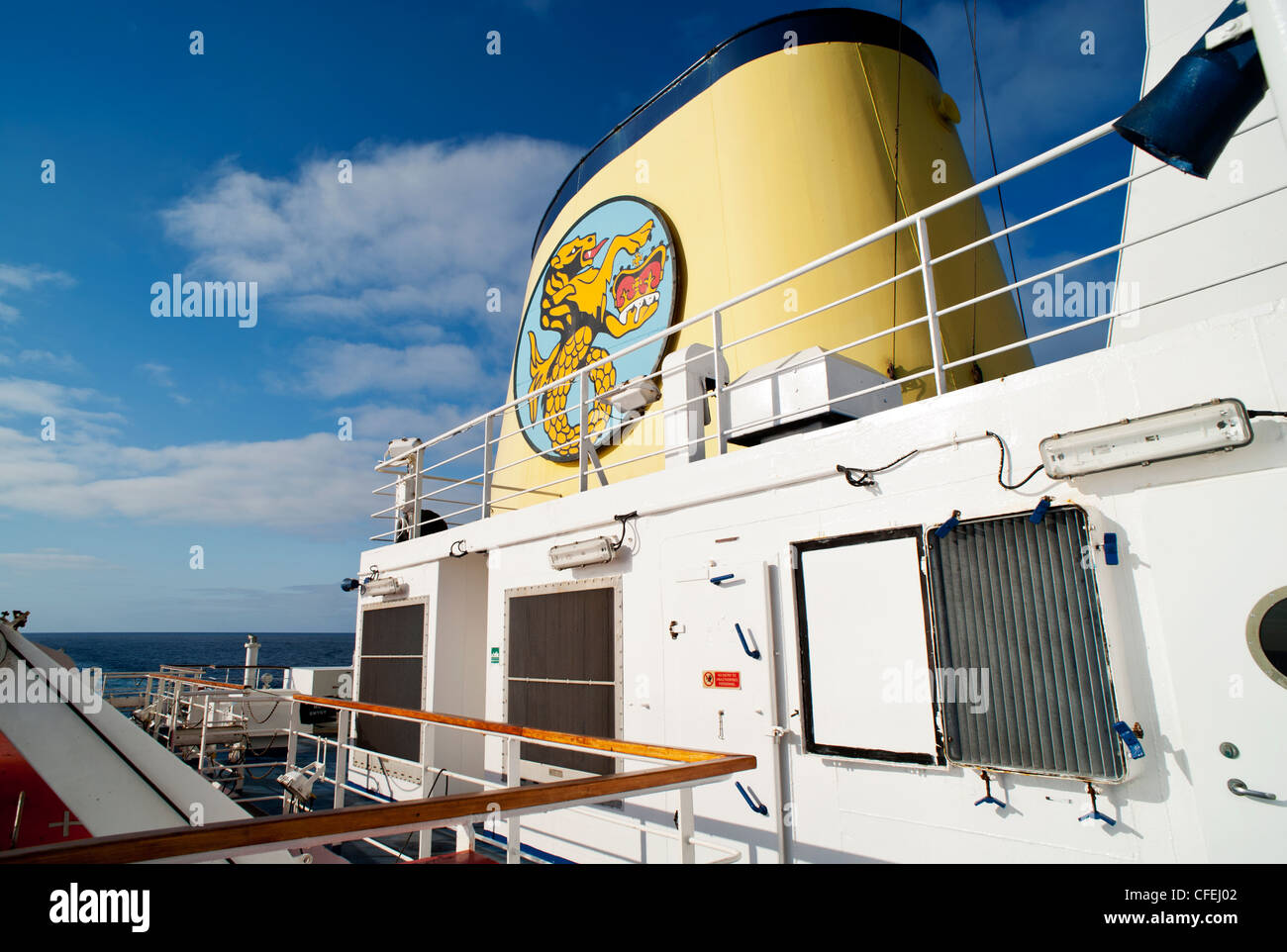 The RMS St Helena traveling from St Helena in the South Atlantic Ocean ...