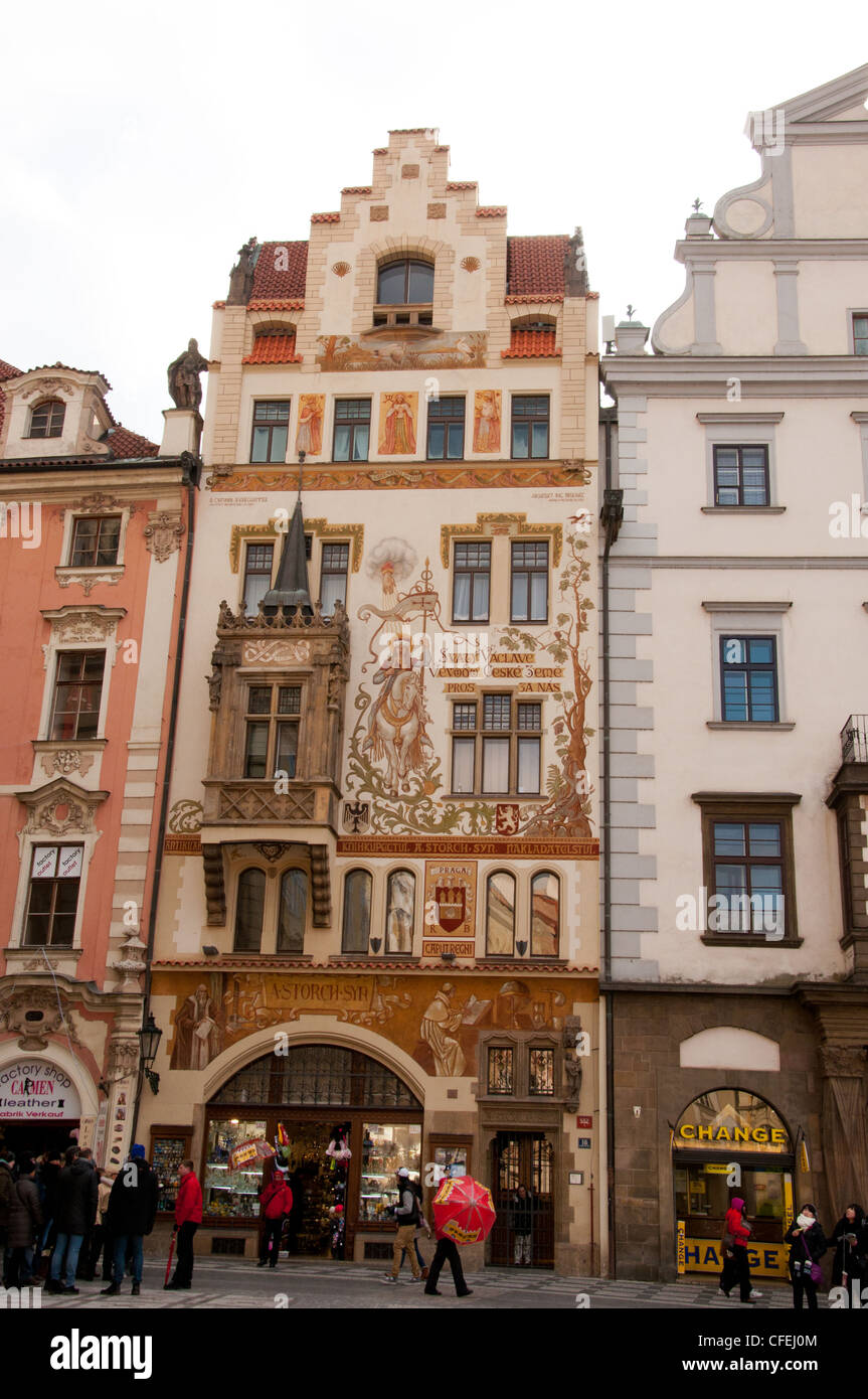 Colorful building, Old Town Square, Czech Republic Stock Photo - Alamy
