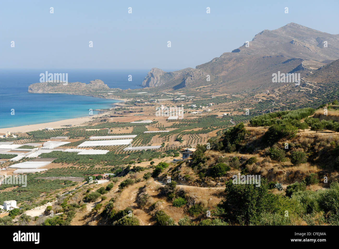 Panoramic view of the stunning north western coast of Crete with the ...