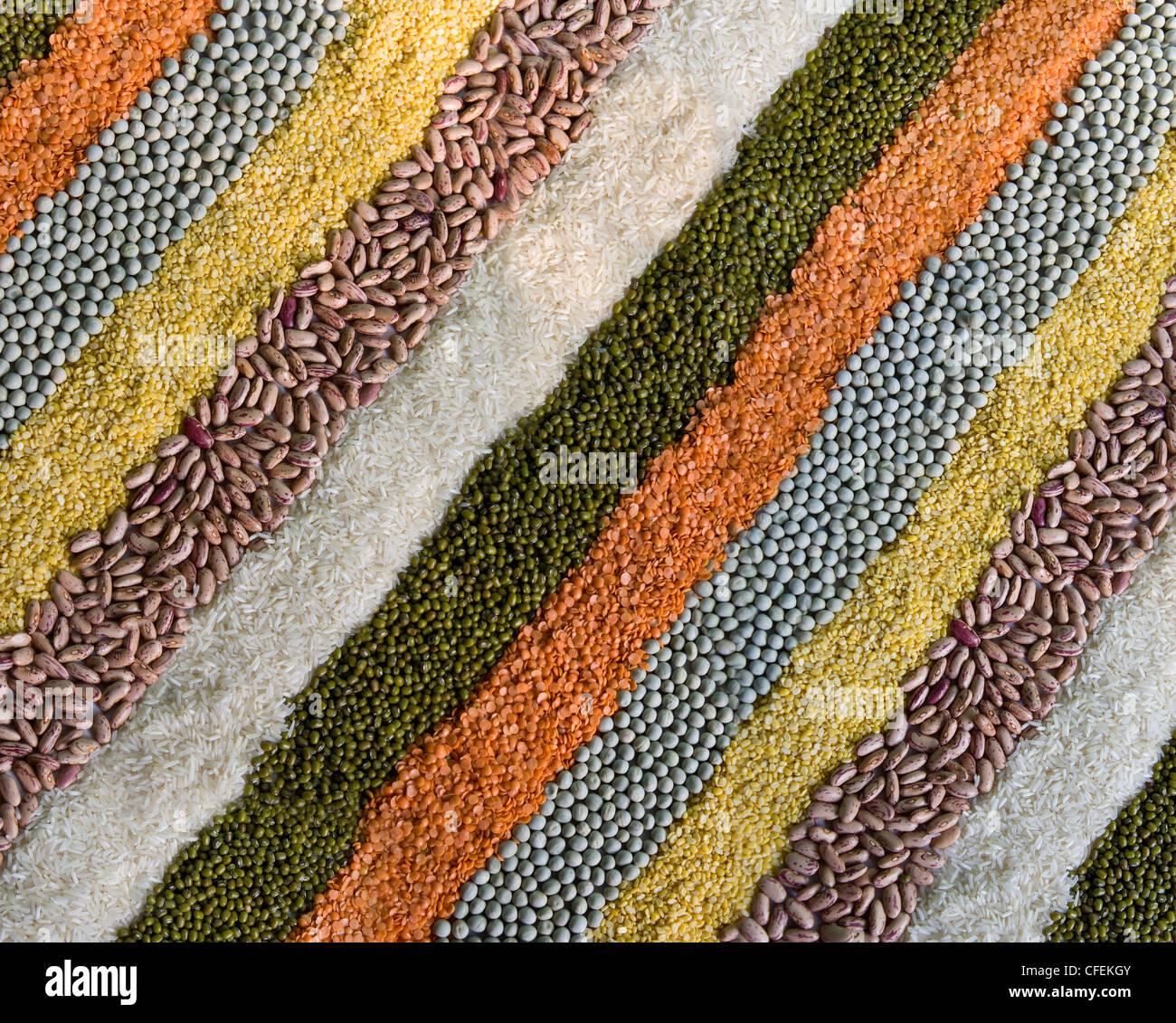 colorful striped rows of dry beans, legumes, peas, lentils Stock Photo ...