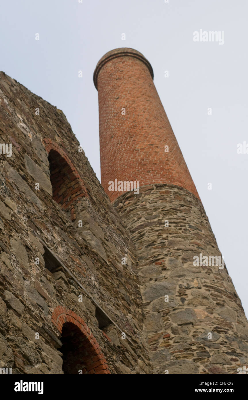 Cornwall tin/copper mine building upward view of building, red brick ...