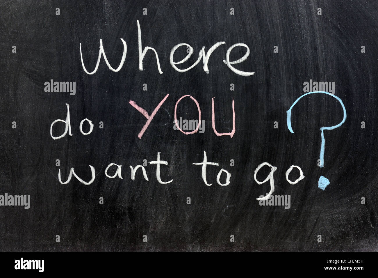 Chalk writing - Where do you want to go Stock Photo - Alamy