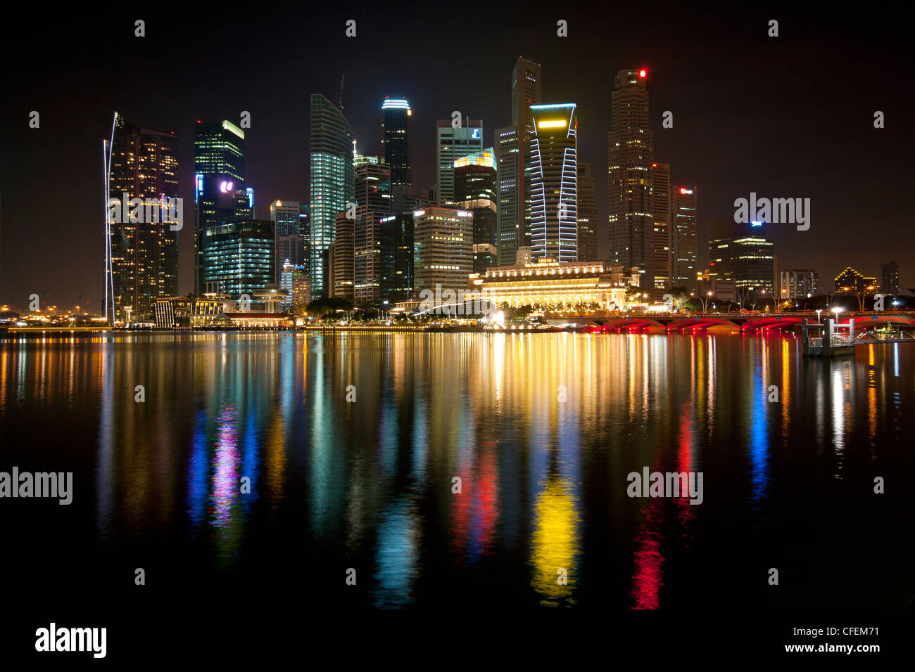 Night lights and skyscrapers' reflection at Singapore Stock Photo - Alamy