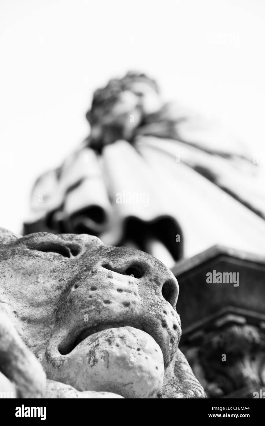 Stone head detail in Black and White Stock Photos & Images - Alamy