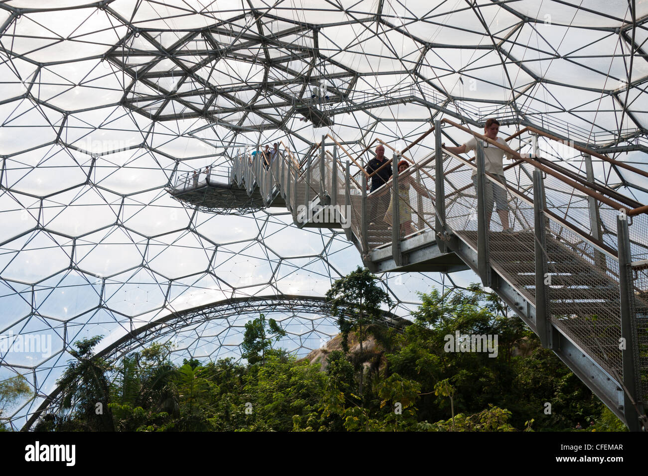 The Rainforest lookout at the Eden Project in Cornwall Stock Photo - Alamy