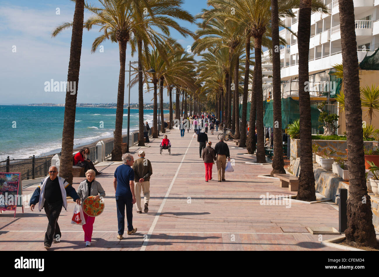 Paseo Maritimo seaside promenade Marbella Andalusia Spain Europe Stock ...
