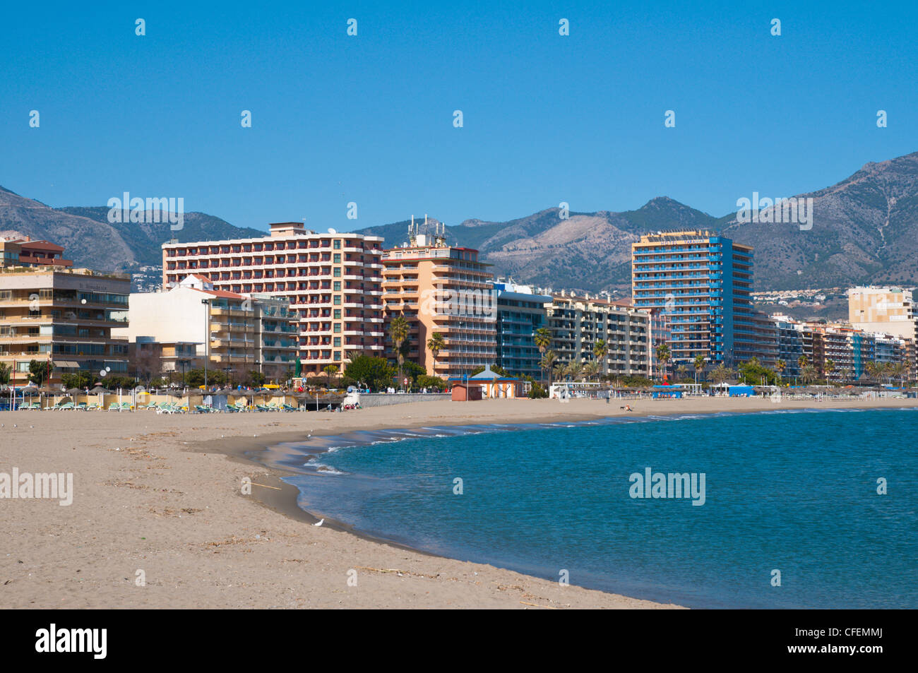 Beaches to the east of central Fuengirola city Costa del Sol coast the ...