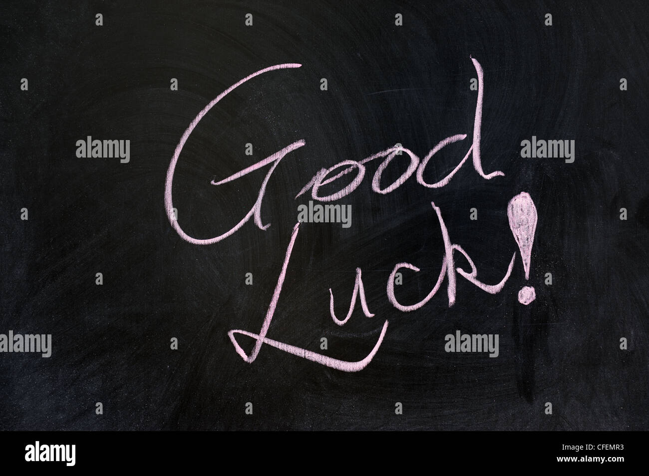 Chalk drawing - "Good luck" words written on chalkboard Stock Photo - Alamy