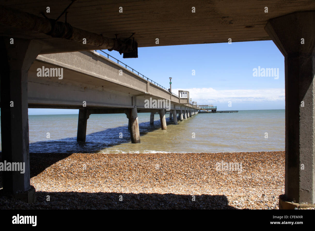 Deal pier, in Kent, with a yellow pebble beach Stock Photo - Alamy