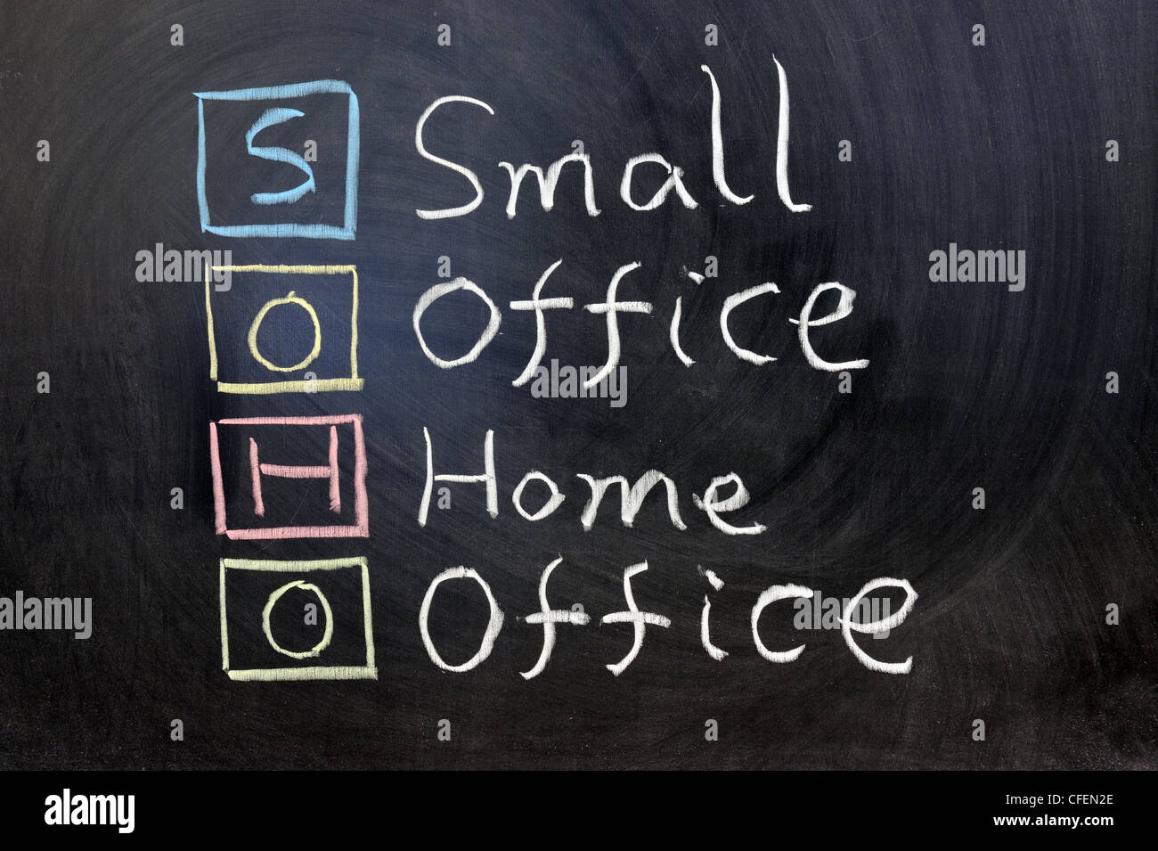 Chalk writing - SOHO, small office home office Stock Photo - Alamy