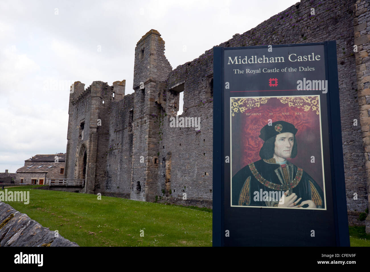middleham castle and fortress walls Wensleydale Yorkshire dales ...