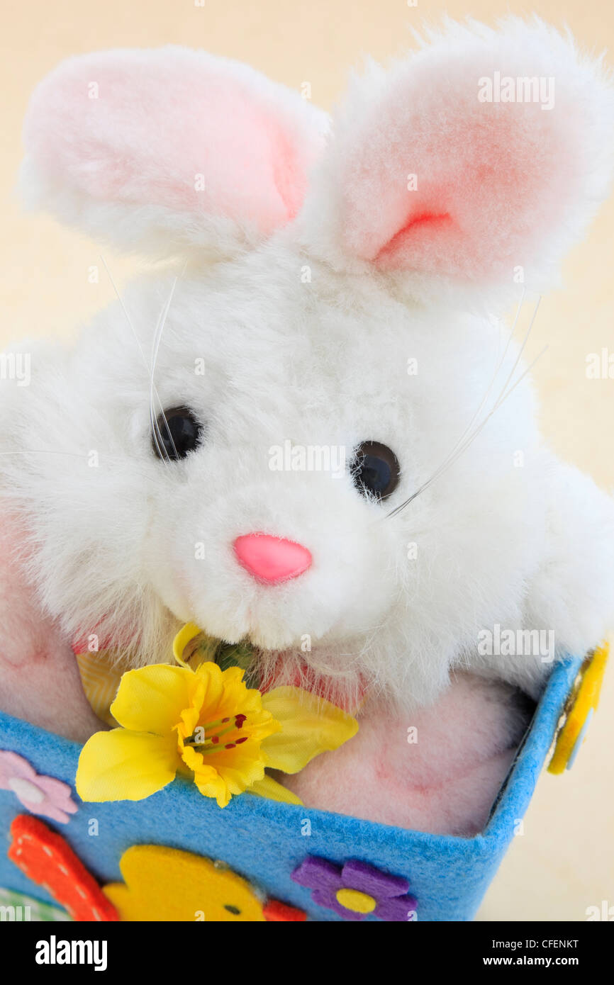 Soft fluffy Easter bunny child's toy Stock Photo - Alamy