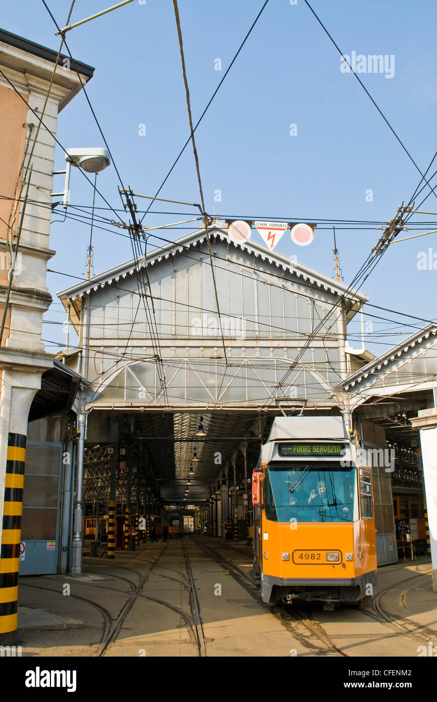 Tram shed ATM, Milan, Italy Stock Photo - Alamy