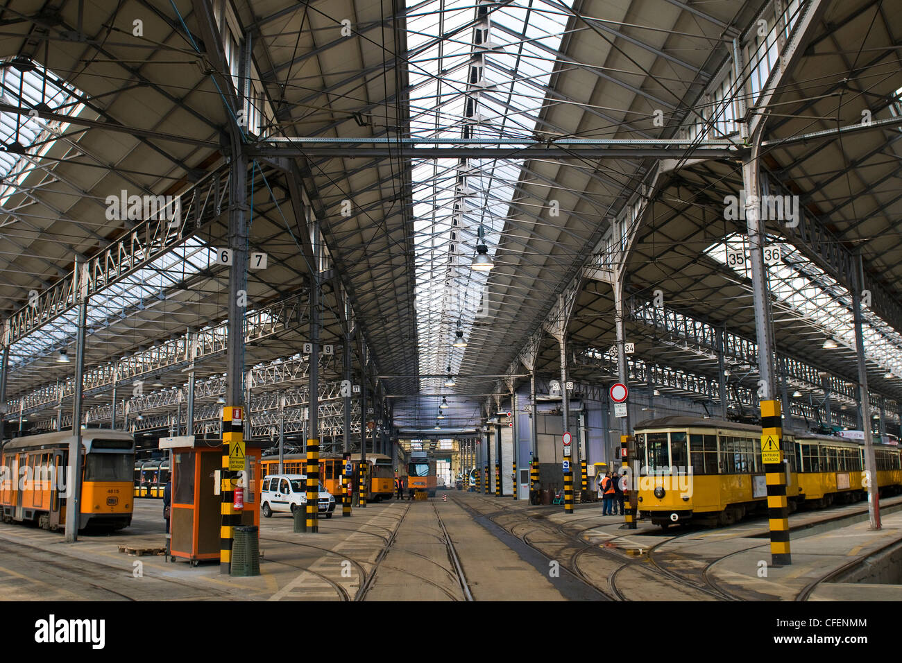Tram shed ATM, Milan, Italy Stock Photo - Alamy