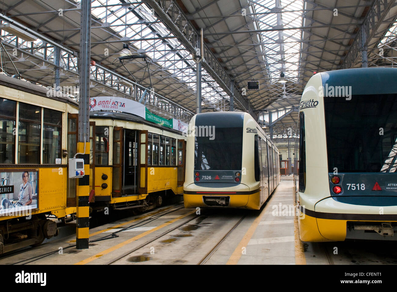 Tram shed ATM, Milan, Italy Stock Photo - Alamy
