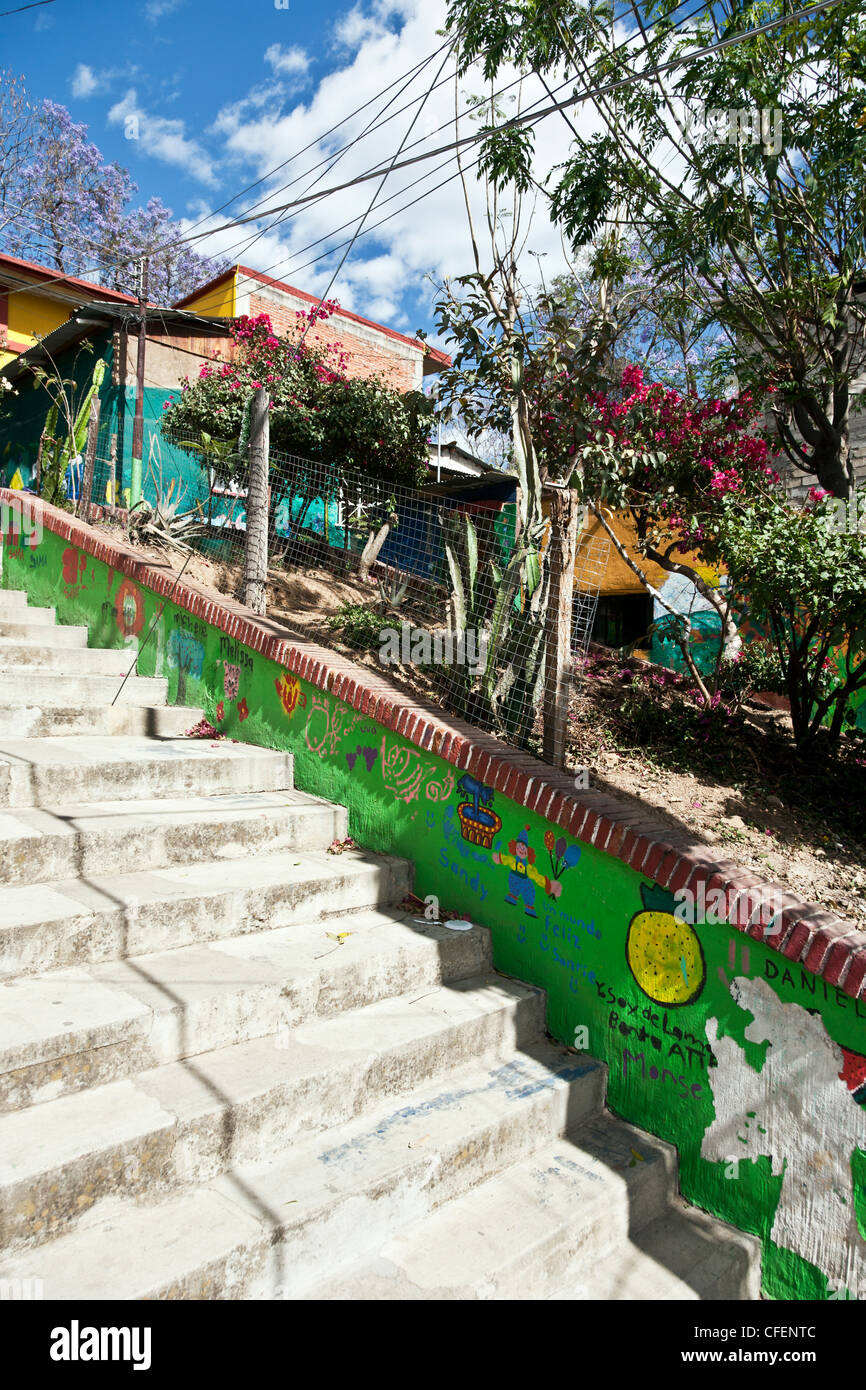 steep pedestrian street provides access to colorful hillside houses ...