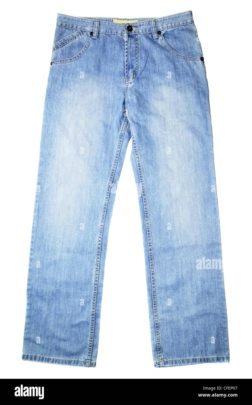 Blue jeans isolated over the white background Stock Photo - Alamy
