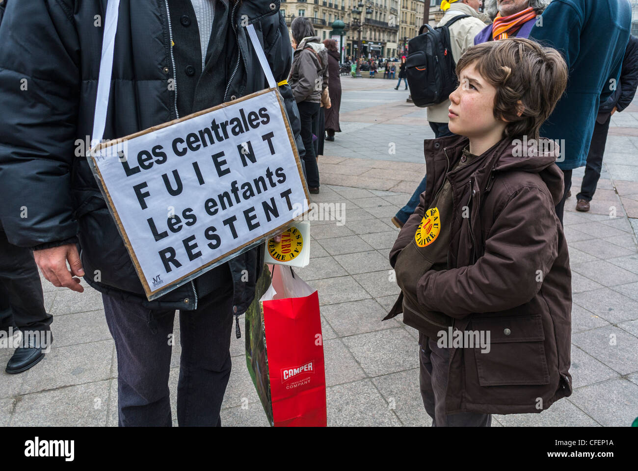 Paris, France, Children at Anti Nuclear Power Protests, Activists ...