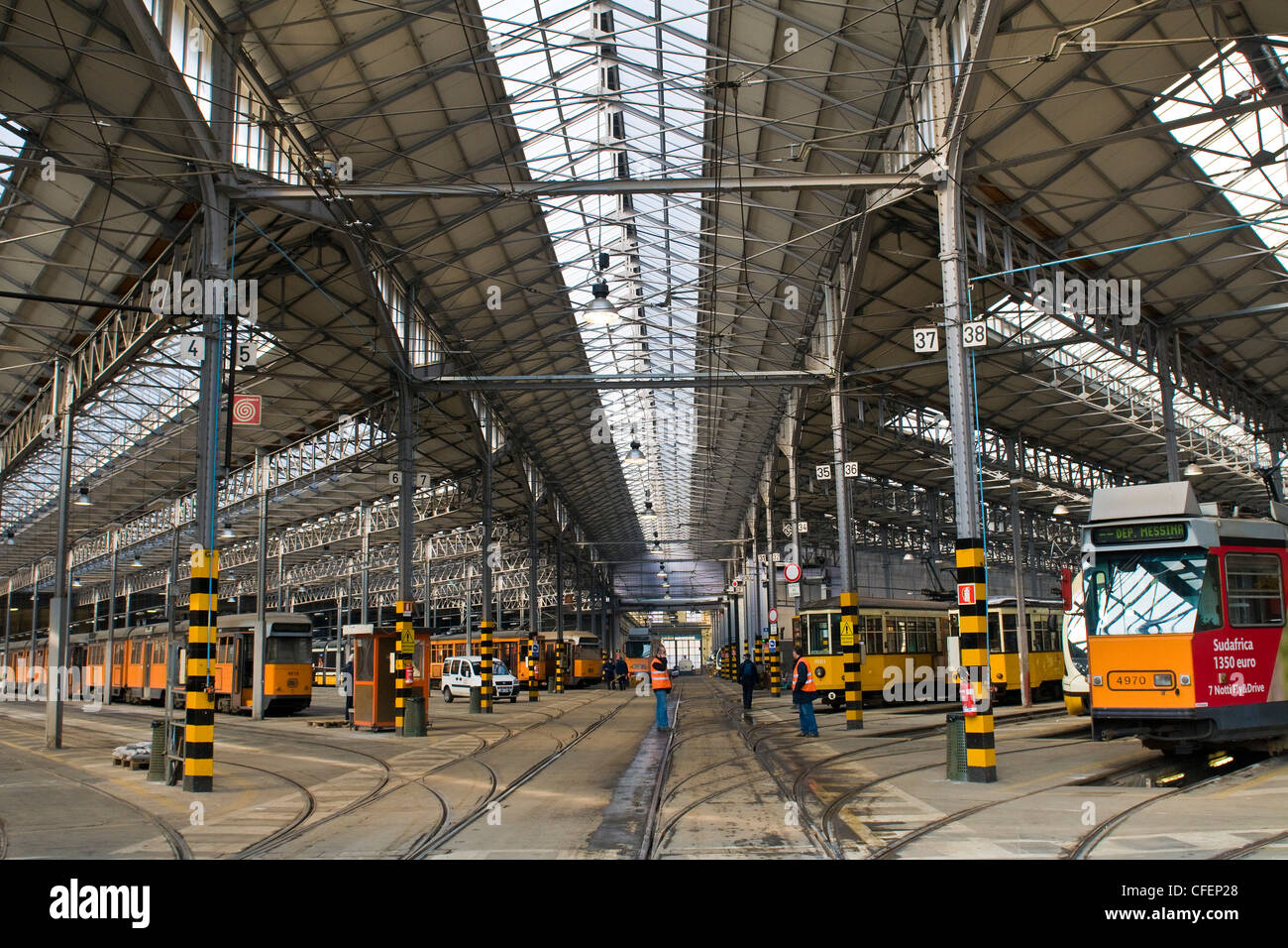 Tram shed ATM, Milan, Italy Stock Photo - Alamy
