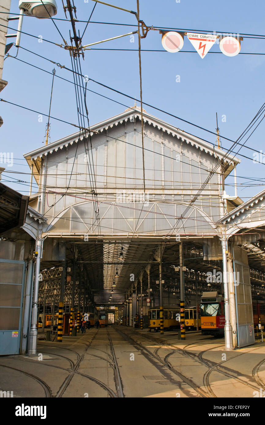 Tram shed ATM, Milan, Italy Stock Photo - Alamy
