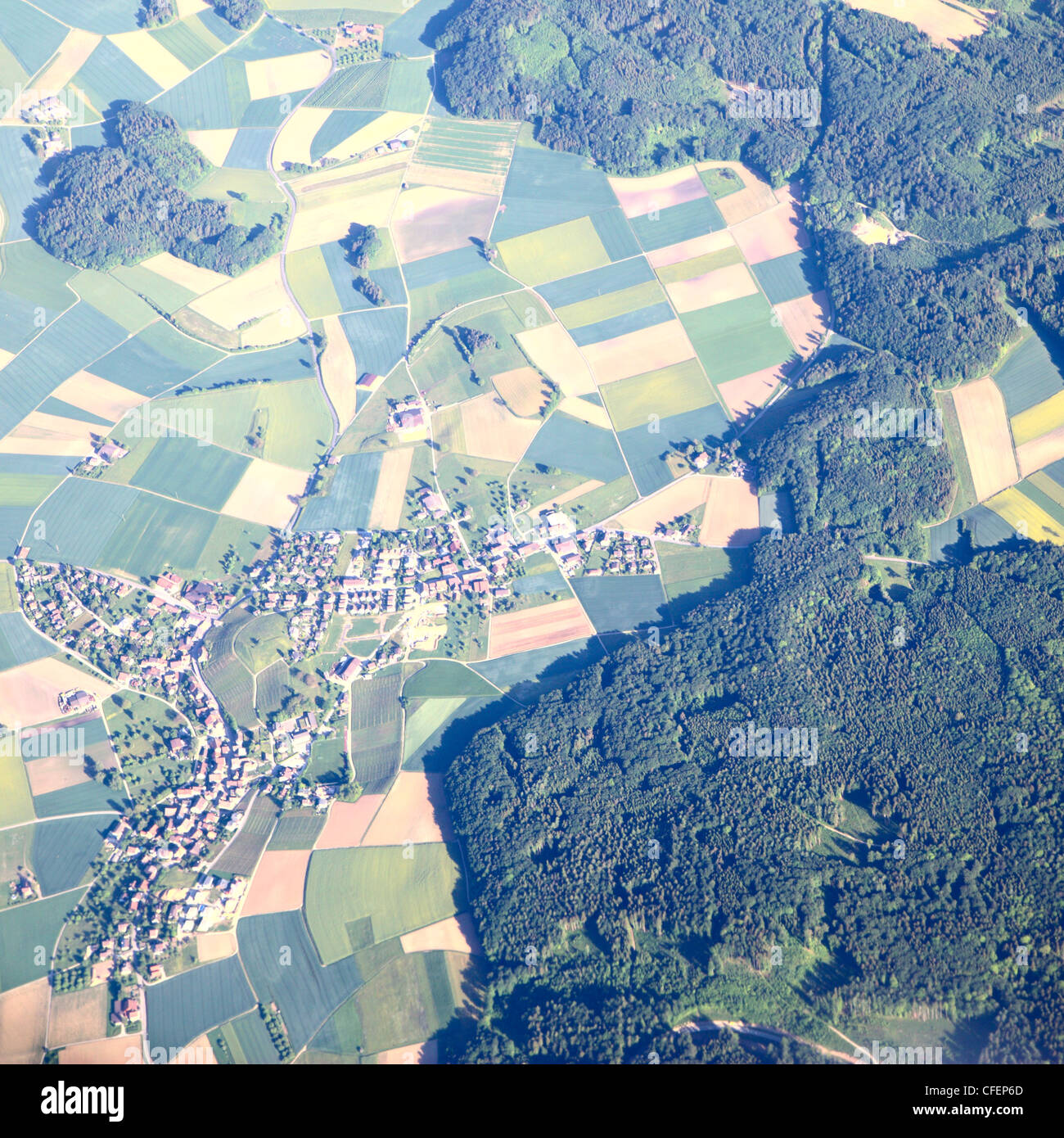 Aerial view of small town near forest Stock Photo - Alamy