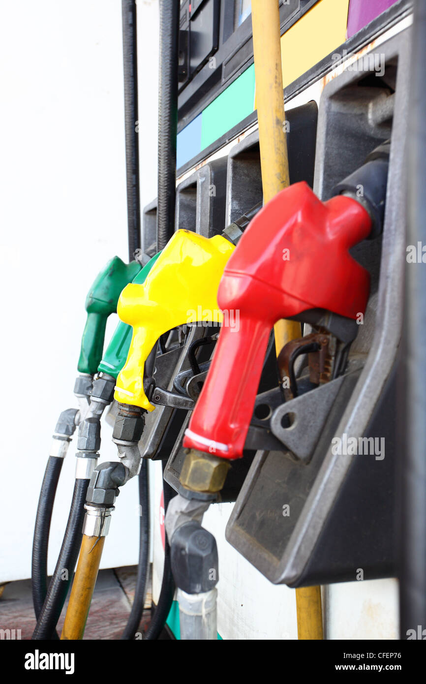 Colorful gas nozzles close-up. Shallow DOF! Stock Photo - Alamy
