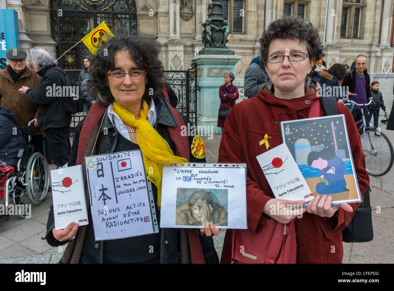 Paris, France, Portrait, Anti Nuclear Power Activists Demonstrating on ...