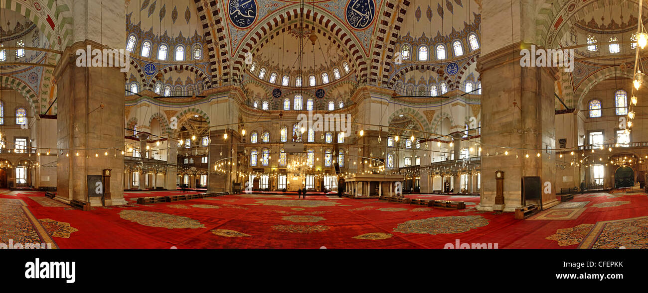 Panoramic interior view of Fatih Mosque , Istanbul Turkey Stock Photo ...
